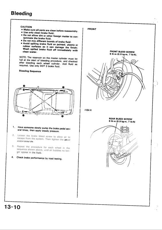 Brake Bleeding Sequence | Honda CRX Forum